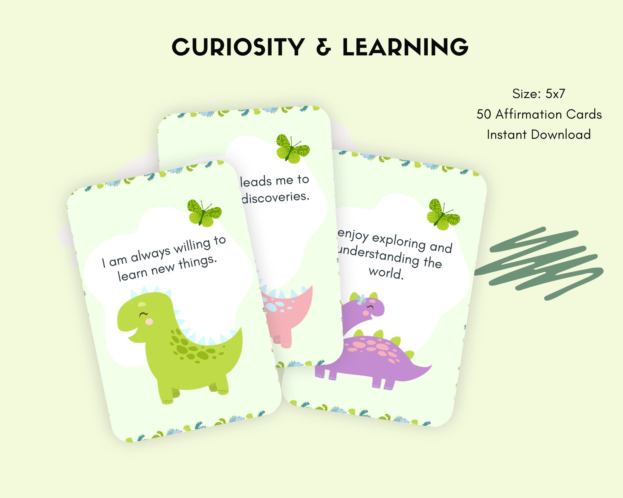 KIDS' CURIOSITY AND Learning Affirmation Cards | Kids 50-card Pack ...