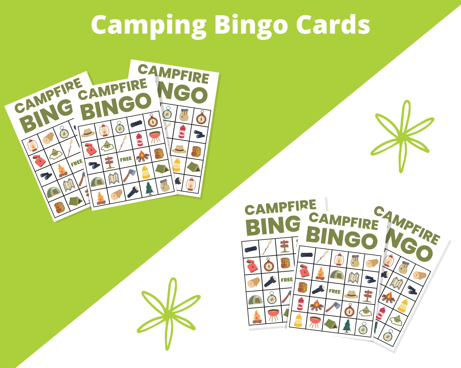 CAMPING BINGO CARDS Game for Kids Printable Bingo Cards Printable ...