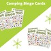 CAMPING BINGO CARDS Game for Kids Printable Bingo Cards Printable ...
