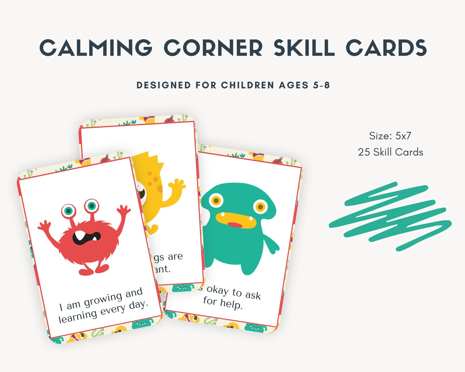 Calming Corner Cards - Positive Self-affirmations for Kids, Ages 5-8 ...