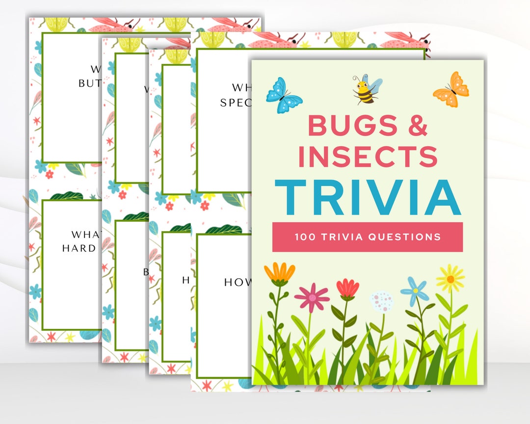 BUG and INSECT TRIVIA Card for Kids Insect Theme Trivia Cards Set ...