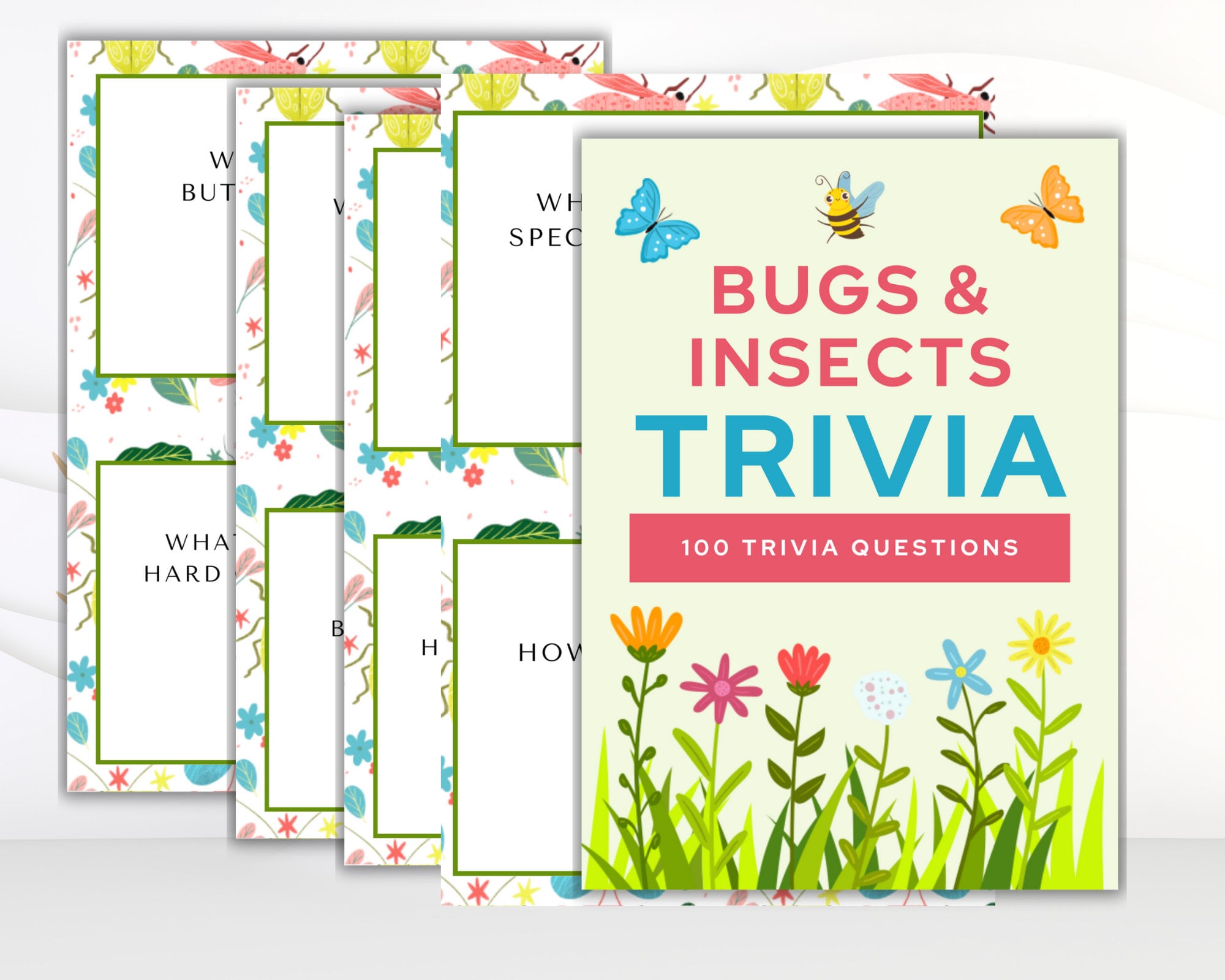 BUG and INSECT TRIVIA Card for Kids Insect Theme Trivia Cards Set ...