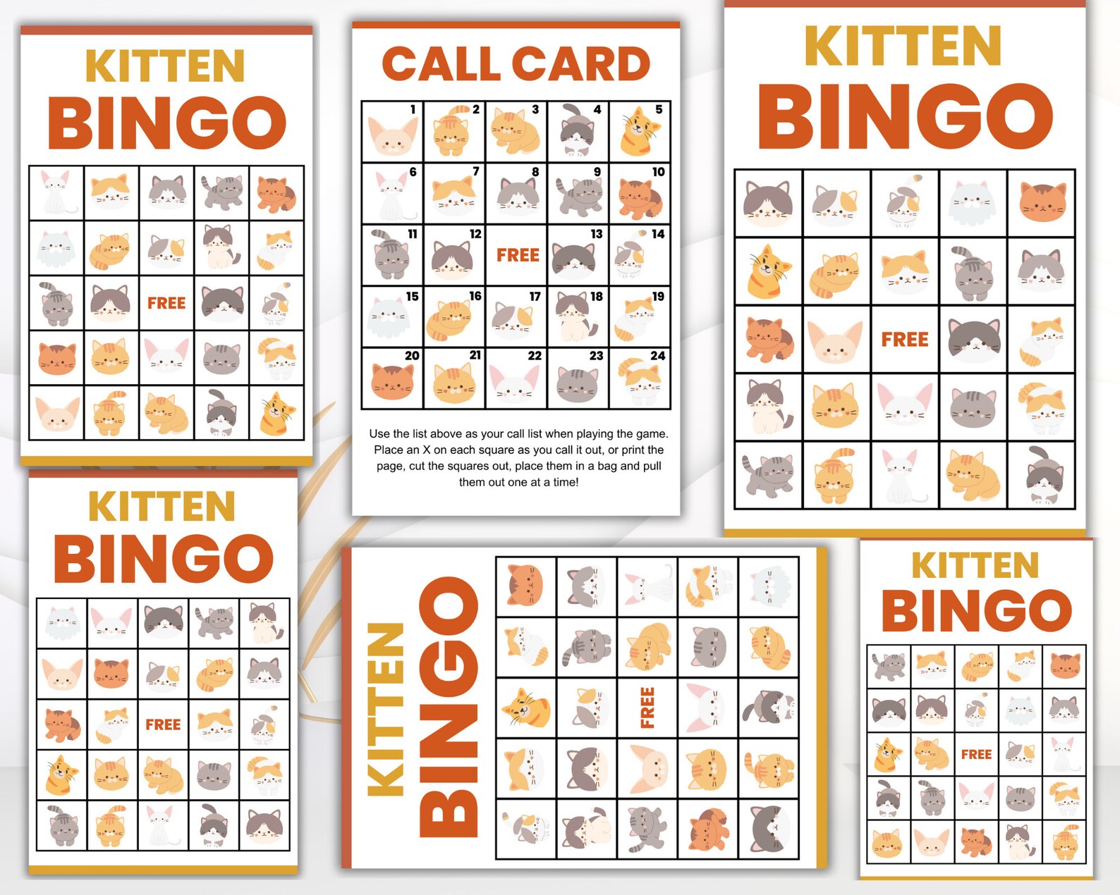 KITTEN BINGO CARDS Game for Kids Printable Bingo Cards Printable ...