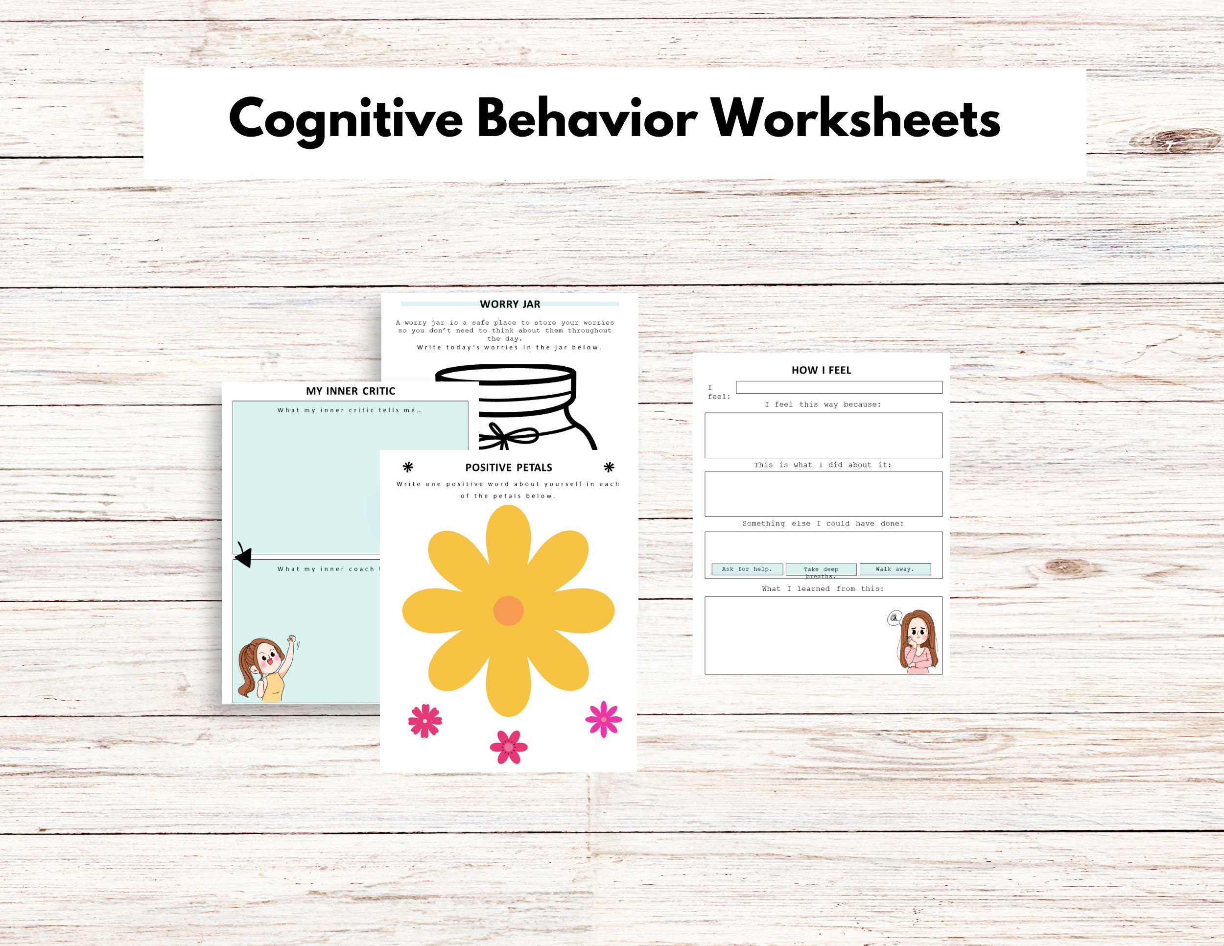 COGNITIVE BEHAVIORAL WORKSHEET for Kids Cognitive Behavioral Therapy ...