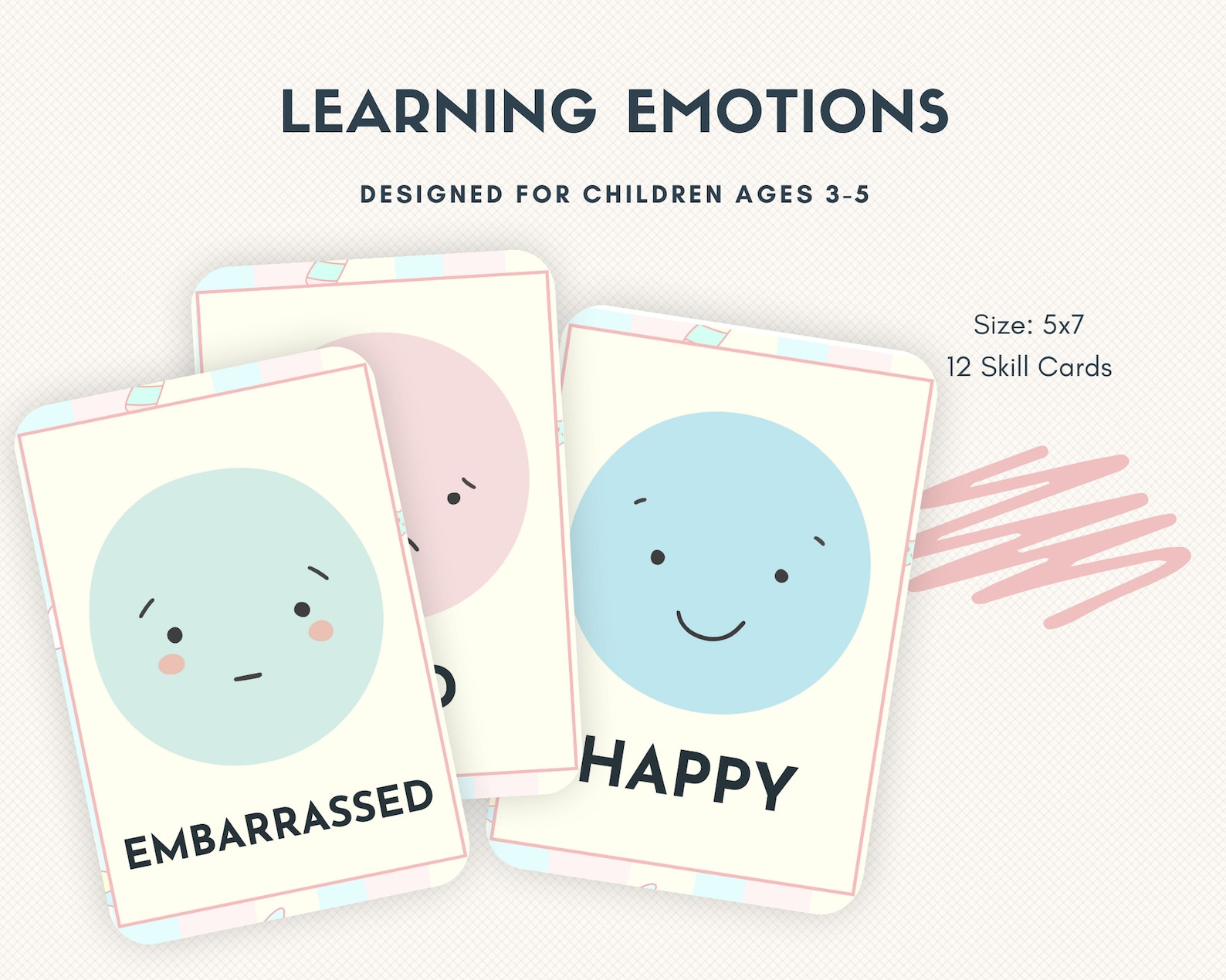 LEARNING EMOTIONS PRINTABLE Skill Cards for Kids | 5x7 Printable ...