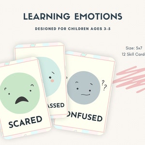 LEARNING EMOTIONS PRINTABLE Skill Cards for Kids | 5x7 Printable ...