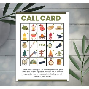 CAMPING BINGO CARDS Game for Kids Printable Bingo Cards Printable ...