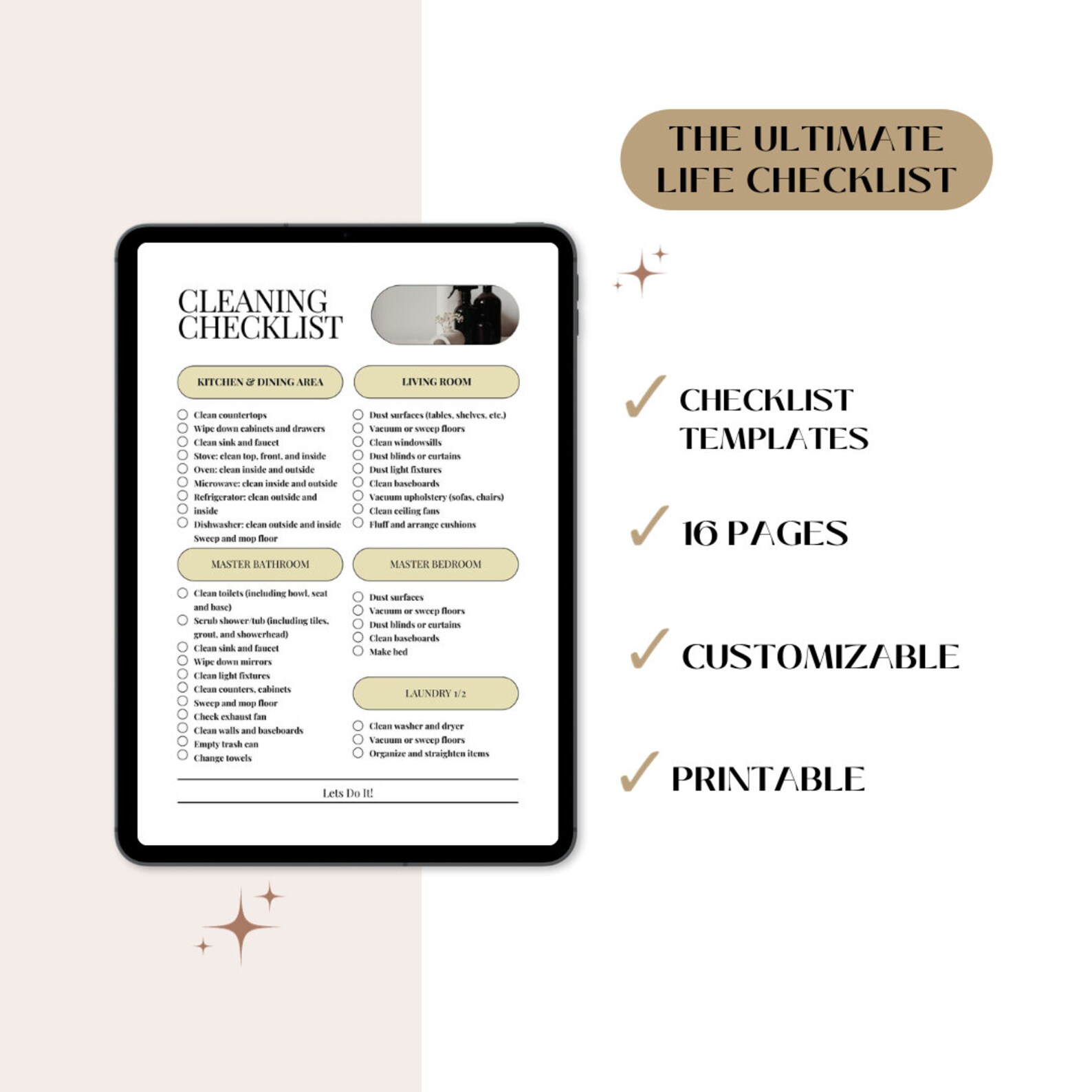 Customizable Ultimate Checklist Mom Checklist Life Checklist cleaning ...