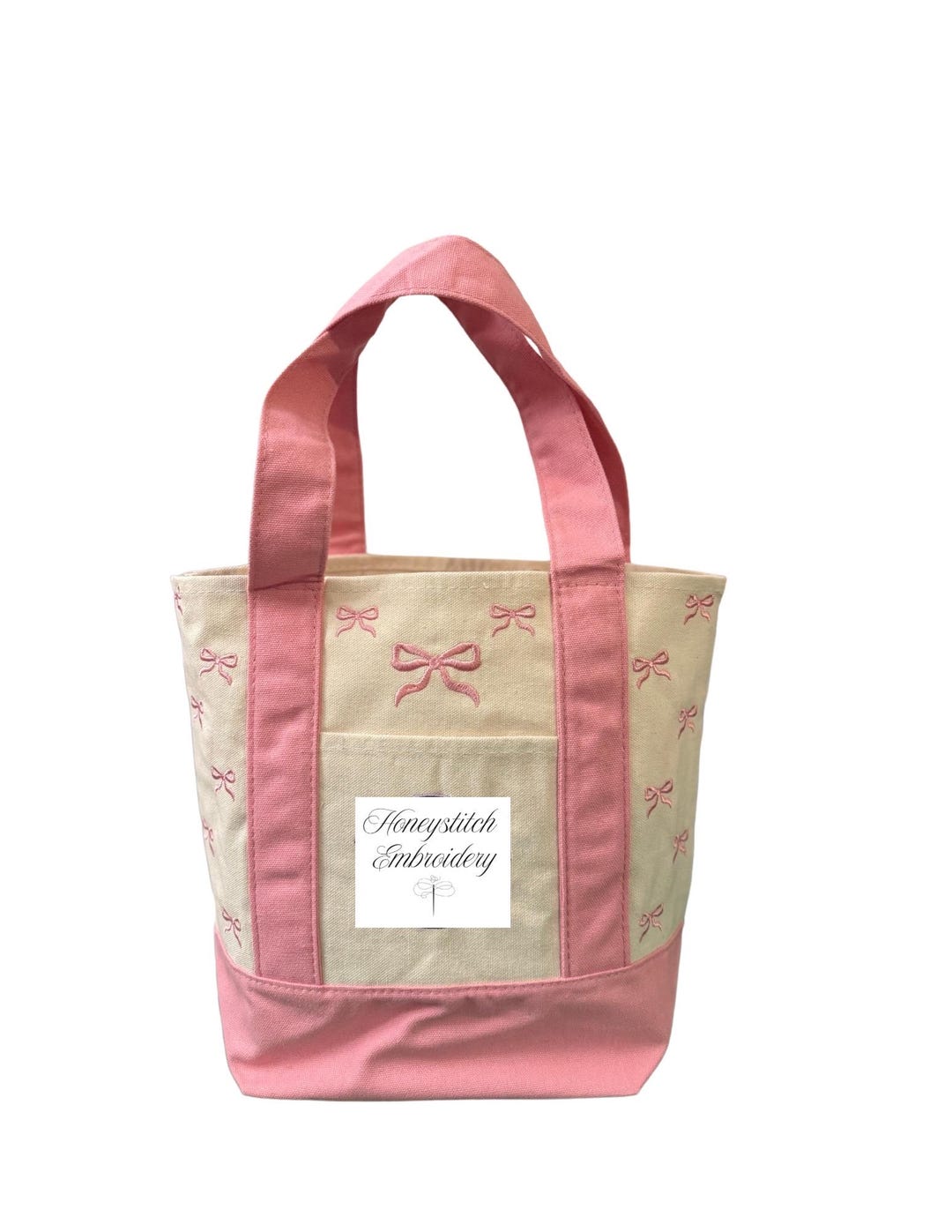 Viral Trader Joe’s Pastel Pink Mini Tote Bag With Embroidered Bows ...