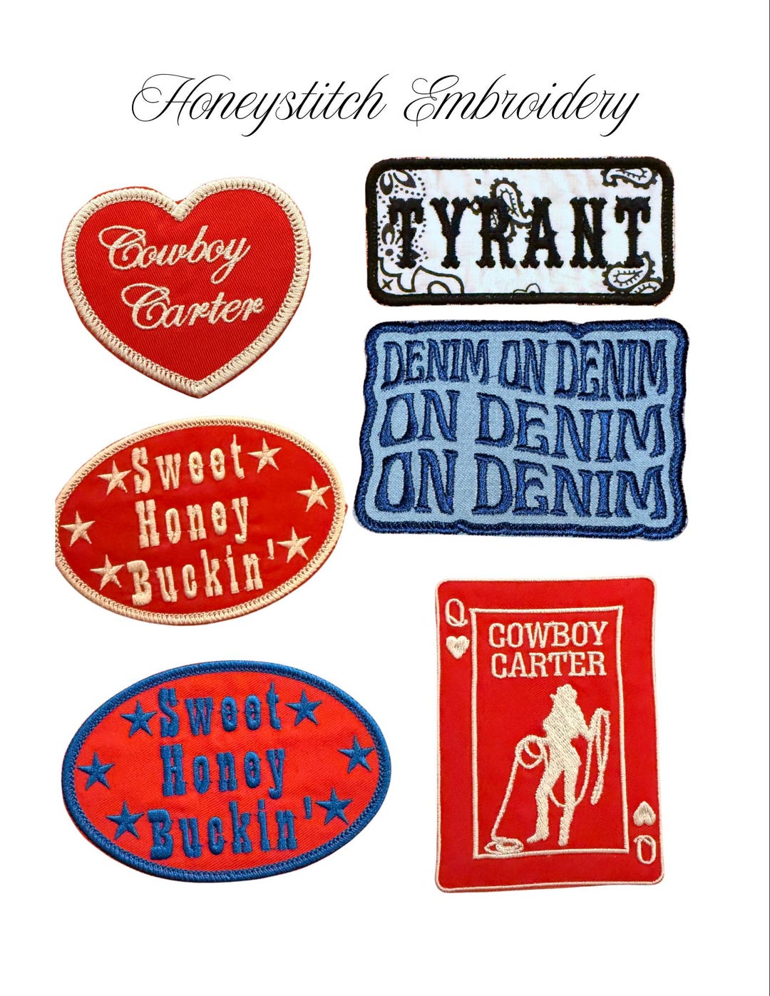 Cowboy Carter Inspired Embroidered Iron on Patches | Cowboy Carter Tour ...