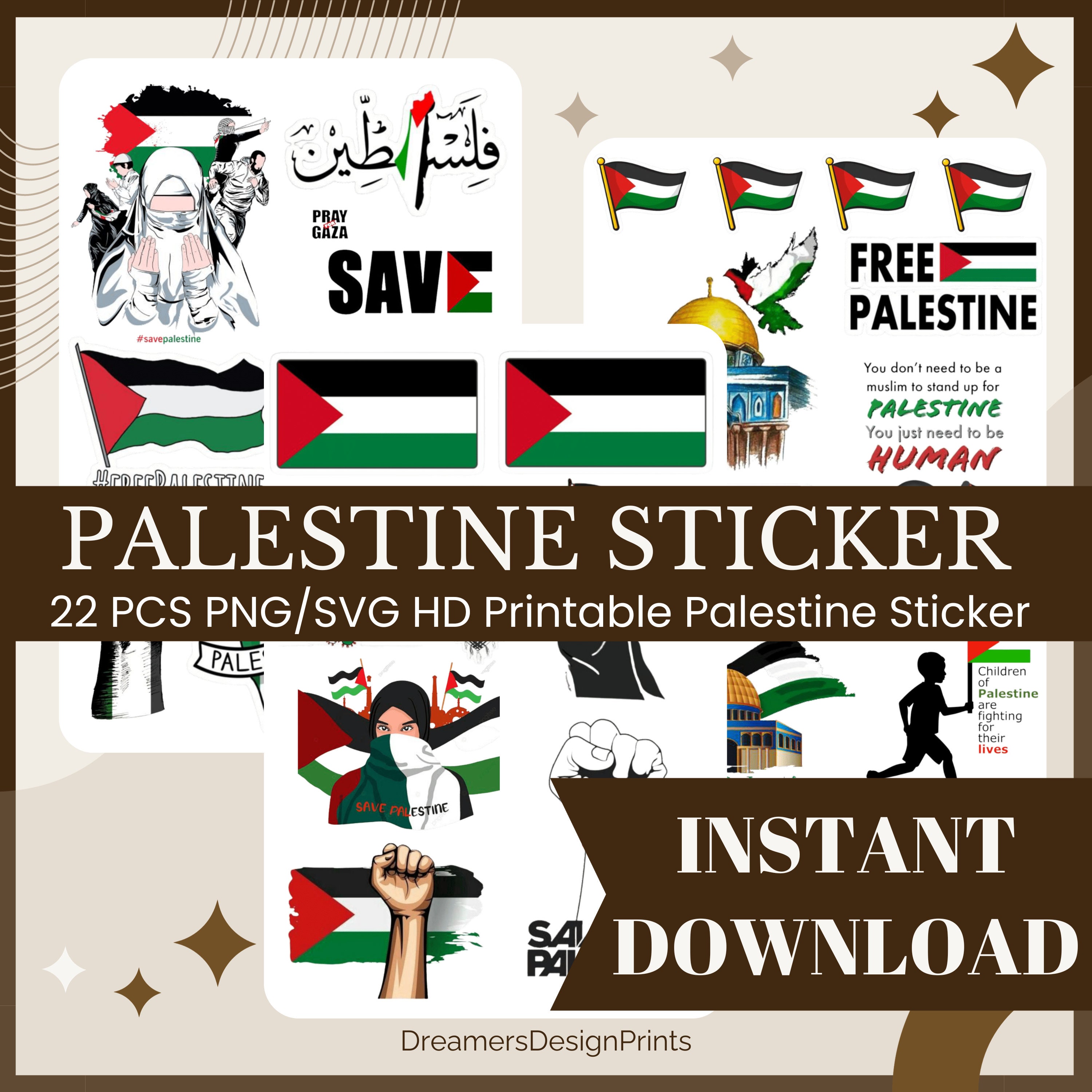 22 Pcs Printable Palestine Instant Download PNG SVG HD Sticker Digital ...