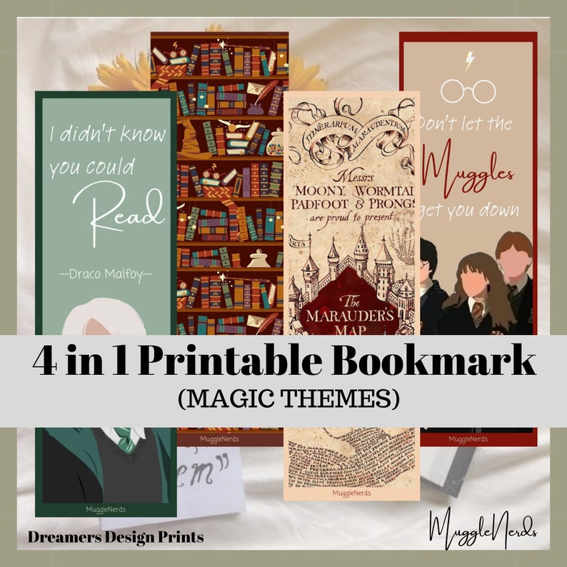 4 in 1 Printable Bookmark Collection for Art & Journaling for Magic ...