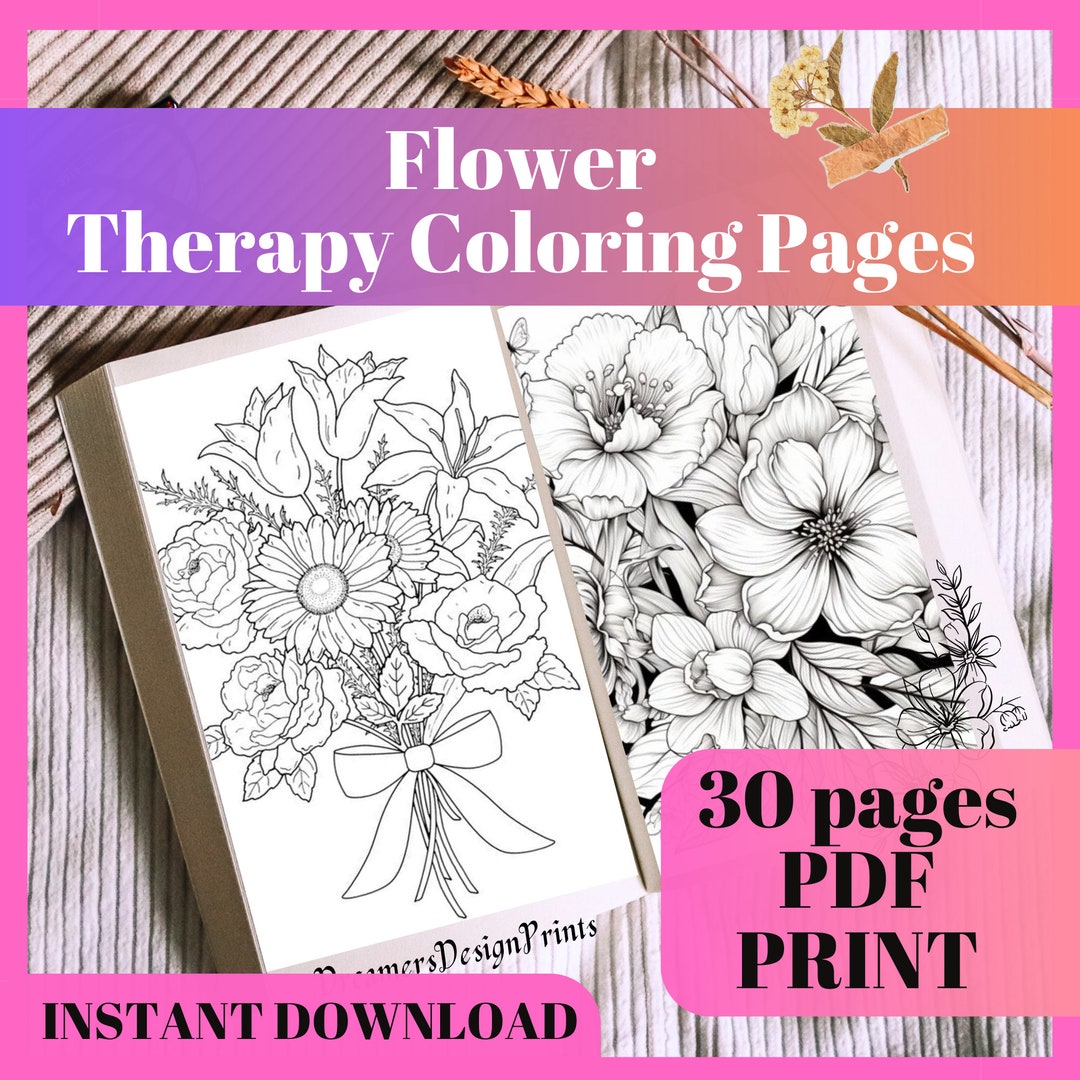 30 Pages Printable Coloring Book Collection for Art & Therapy - Etsy