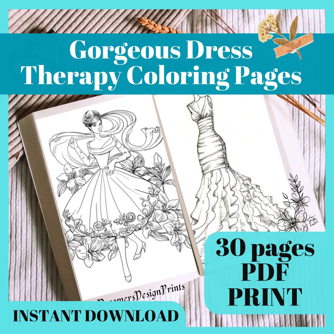 30 Pages Printable Coloring Book Collection for Art & Therapy - Etsy