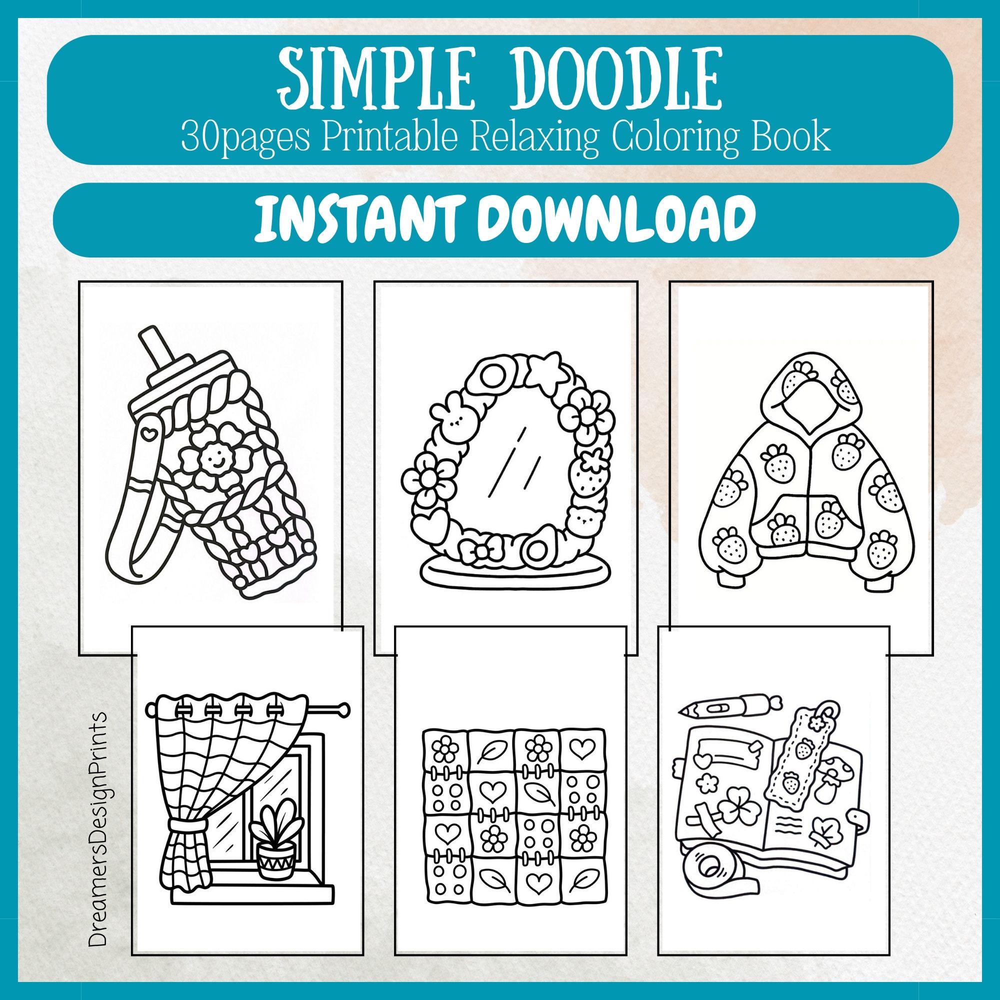120 Pages Printable DOODLE Coloring Book Collection for Art & Therapy ...