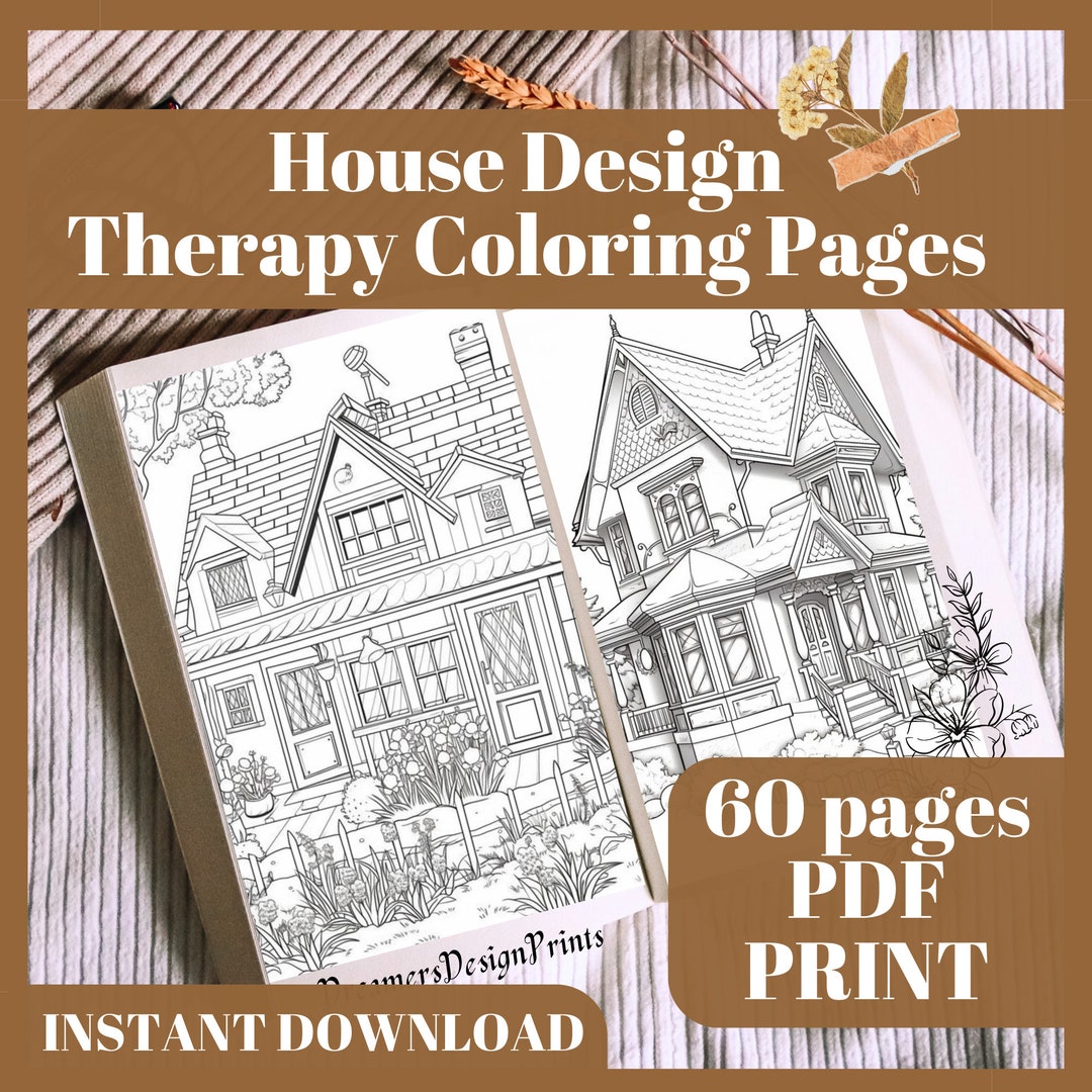 60 Pages Printable Coloring Book Collection for Art & Therapy - Etsy