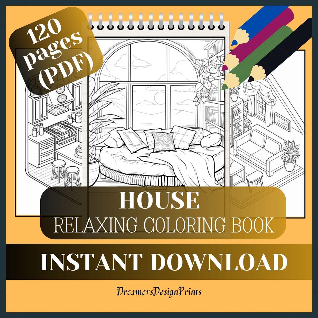 120 Pages HOUSE Printable Coloring Book Collection for Art & Therapy - Etsy