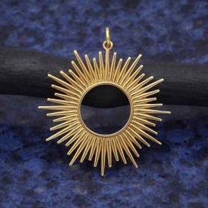 Bronze Gold Spikey Sun Pendant, Warmth of Sun Charm Sunlight Sunburst ...