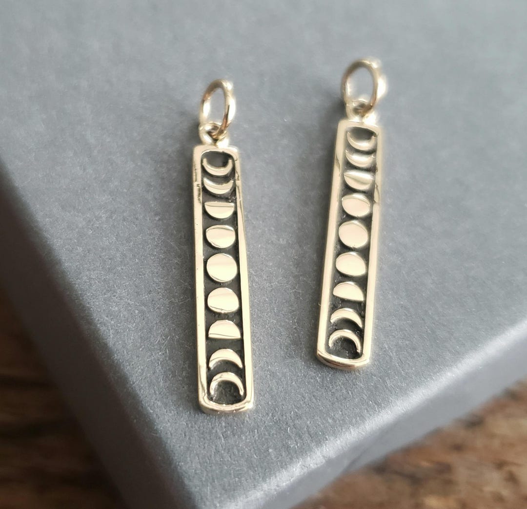 Sterling Silver Etched Phases of the Moon Pendant, Lunar, Celestial ...