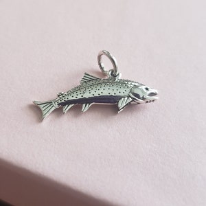 Sterling Silver Trout Charm Fish on the Lake Trout Pendant 3d Fishing ...