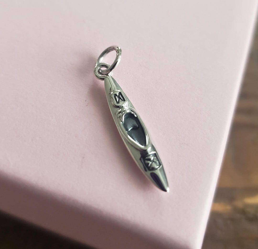Sterling Silver Small Size Kayak Charm, Water, Lake Kayaking, Paddling ...