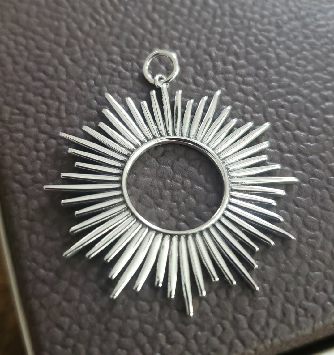 Sterling Silver Spikey Sun Pendant, Warmth of Sun Charm Sunlight ...