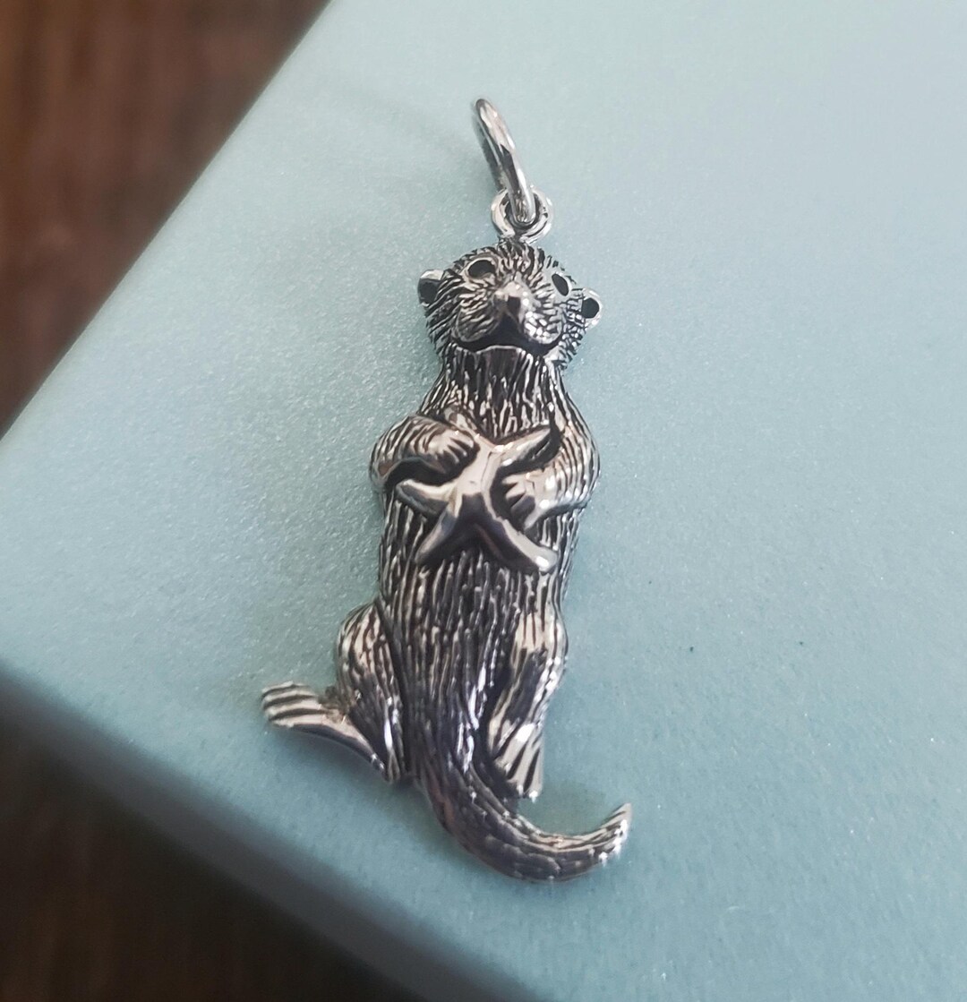 Sea Otter Charm With Starfish Sterling Silver Ocean Collection - Etsy