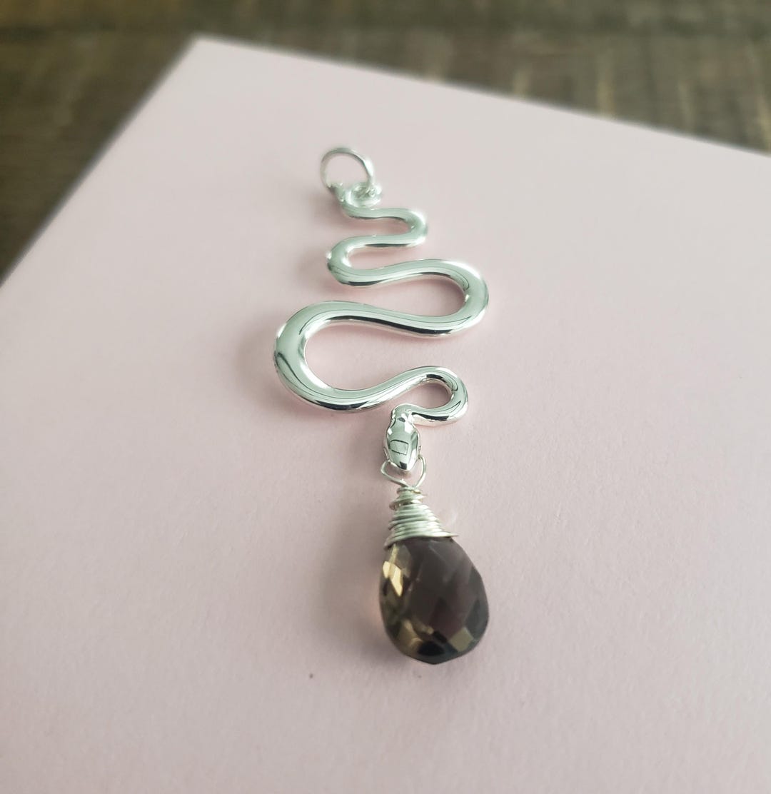 Sterling Silver Smooth Snake Charm Serpent, Gothic Pendant, With or ...