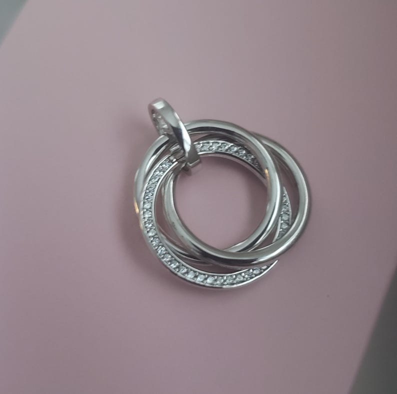 Sterling Silver Three Interlocking Circle Link Pendant Endless Circles ...