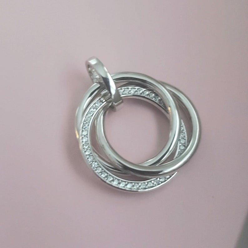 Sterling Silver Three Interlocking Circle Link Pendant Endless Circles ...