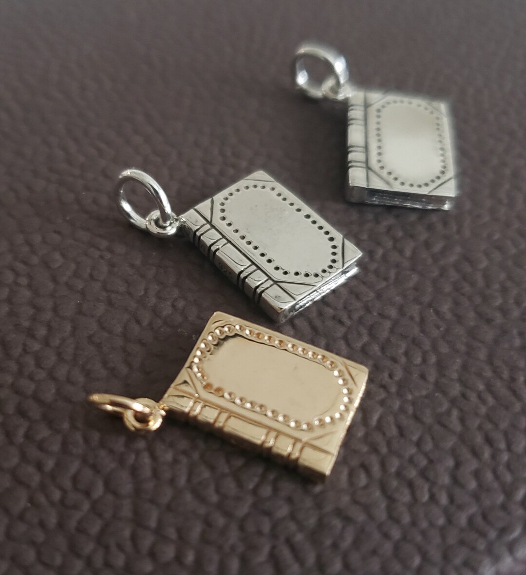Sterling Silver Book Charm Gift for Reader, Bible Pendant, Story ...