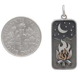 Nature Lover Sterling Silver Campfire Under Moon Charm Nature Gift ...