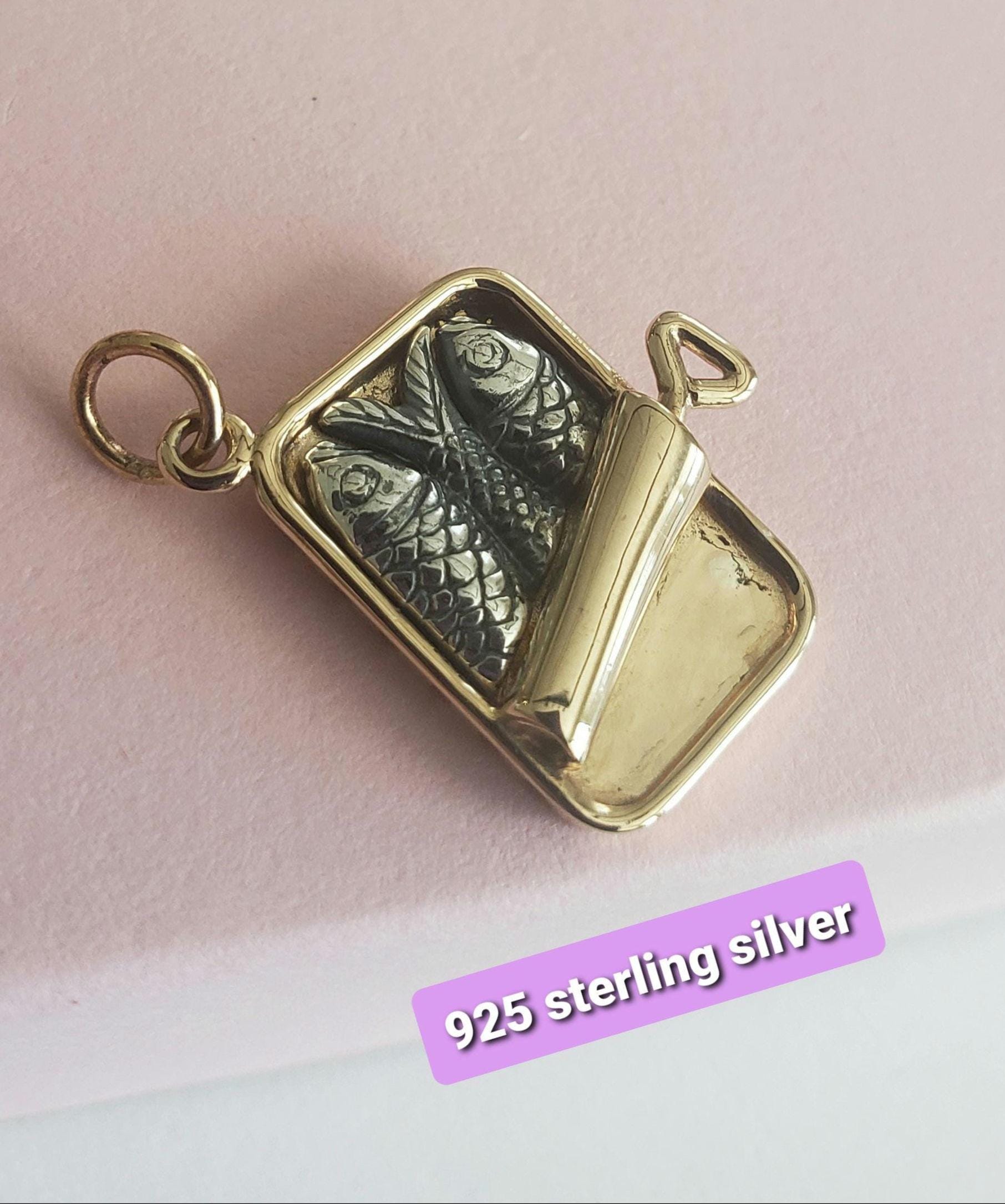 Bronze and Sterling Silver Sardine Can Charm Italian Food Pendant ...