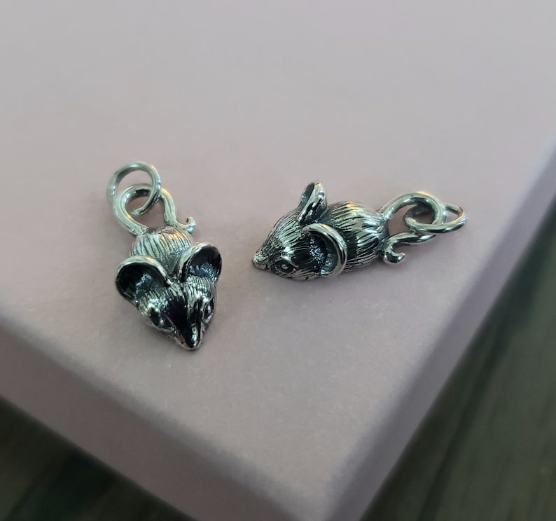 Sterling Silver Tiny Mouse Charm Childrens Animal Pendant Jewelry ...