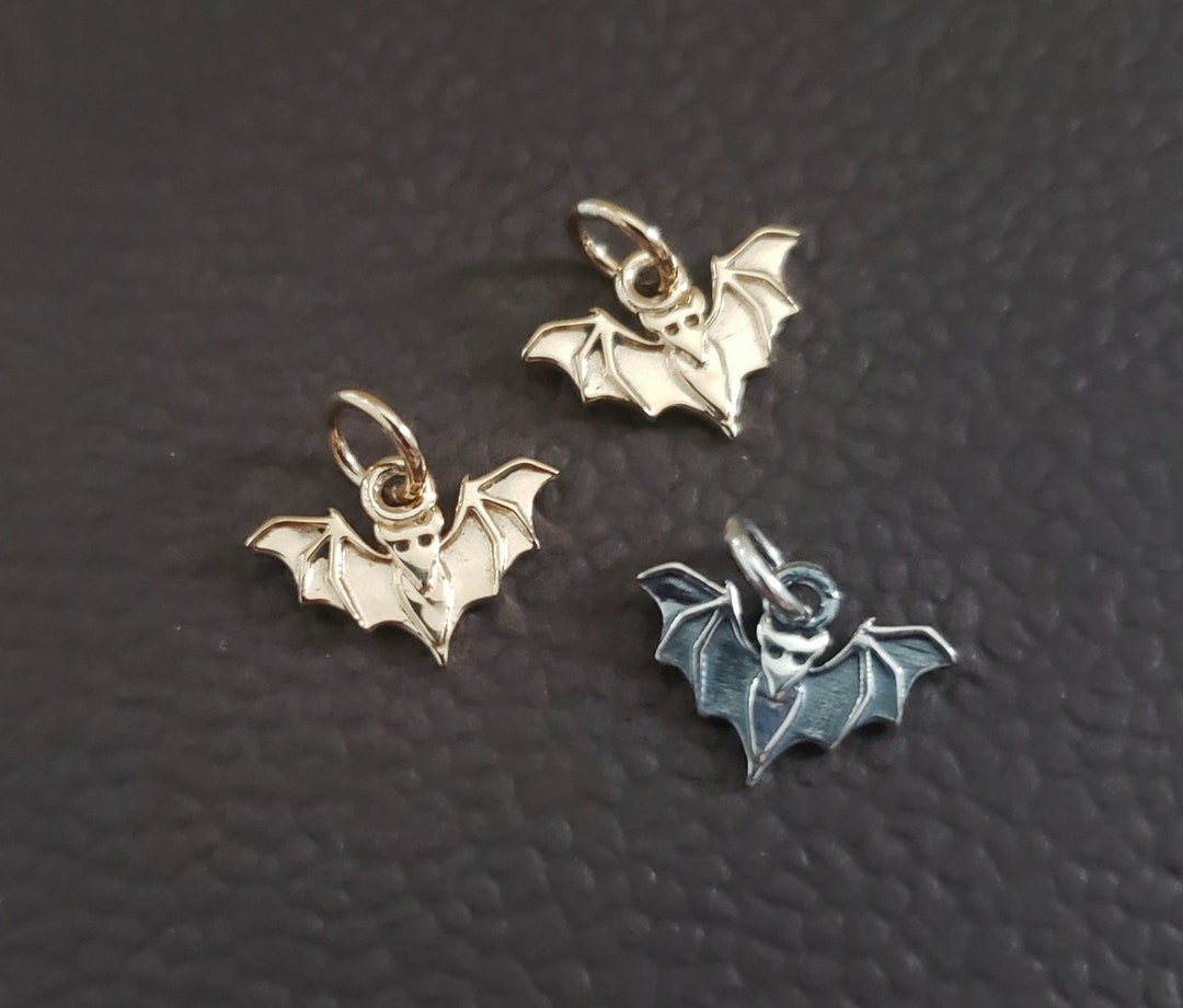 Small Mini Size Halloween Golden Bronze Bat Charm. Gothic Tiny Size Bat ...
