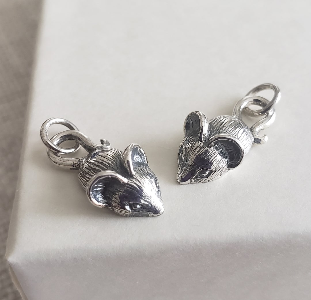 Sterling Silver Tiny Mouse Charm Childrens Animal Pendant Jewelry ...