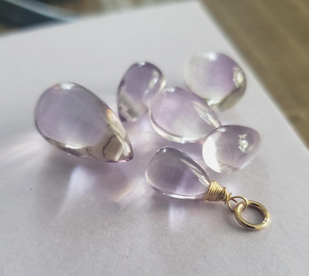 Light Pink Violet Amethyst Gemstone Smooth Briolette Dangle Charm ...