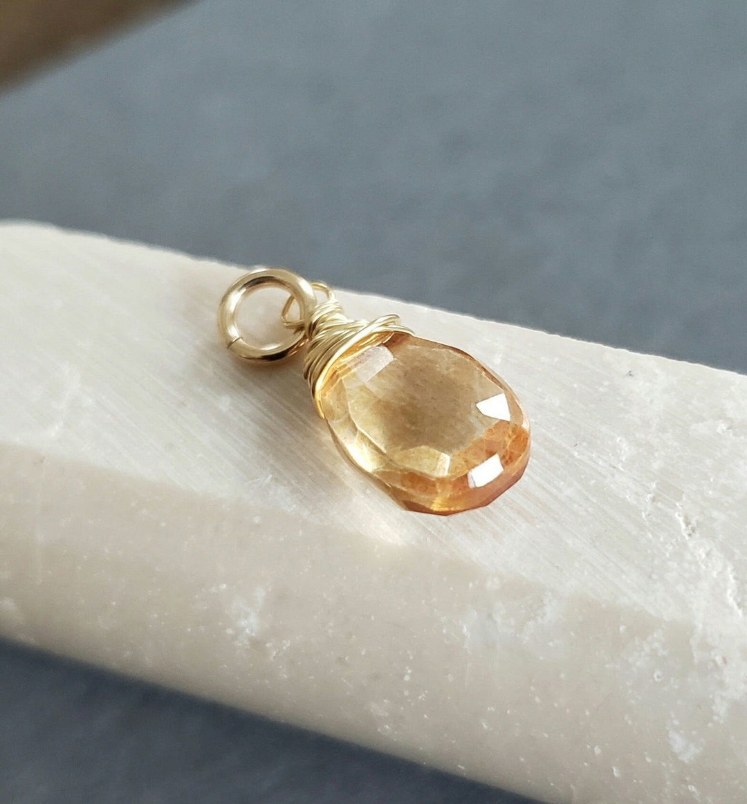Apricot Quartz Gemstone Pear Shaped Briolette Dangle Charm 9-10mm Size ...