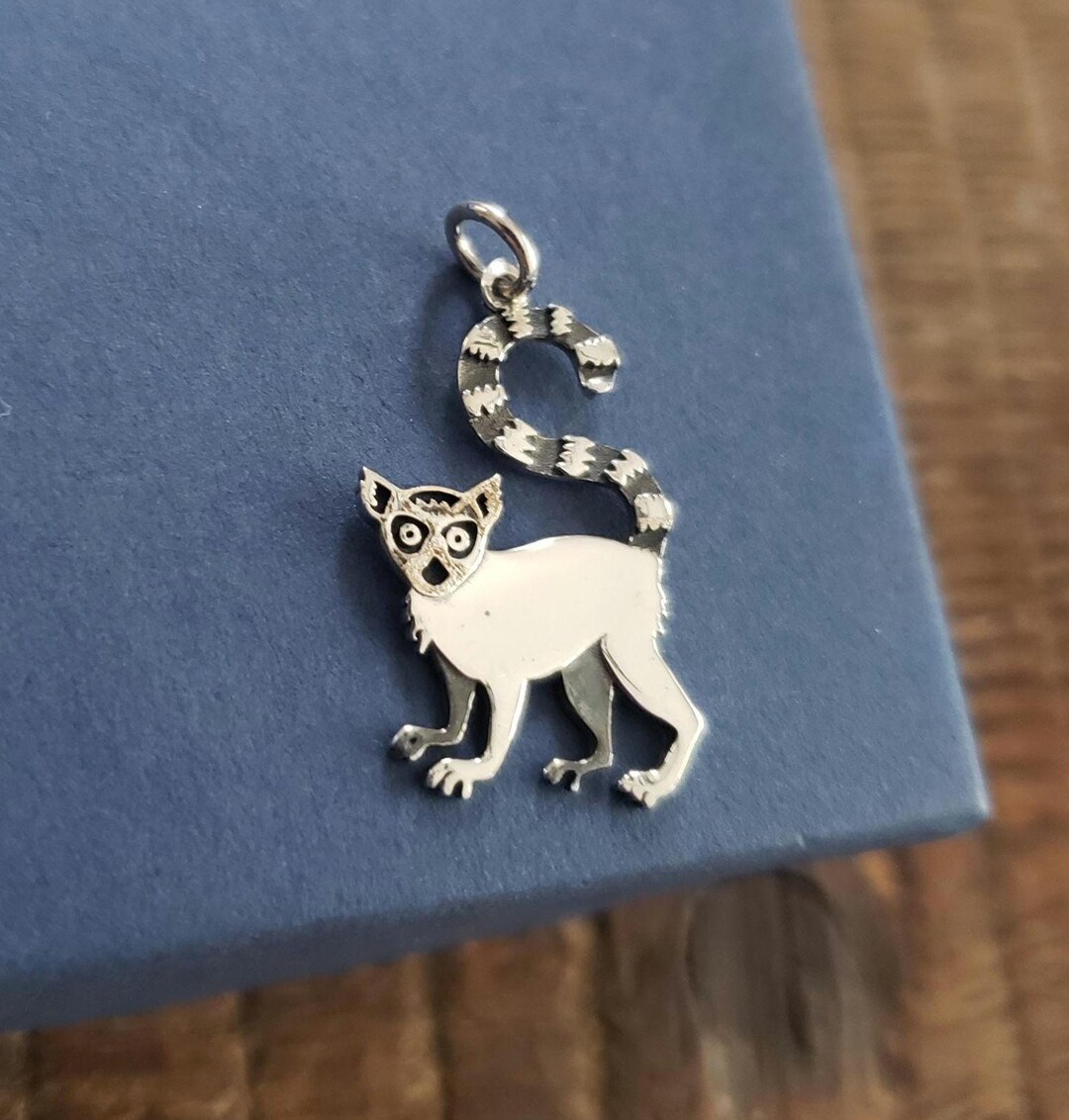 Sterling Silver Lemur Charm Animal, Zoo, Childrens Jewelry - Etsy