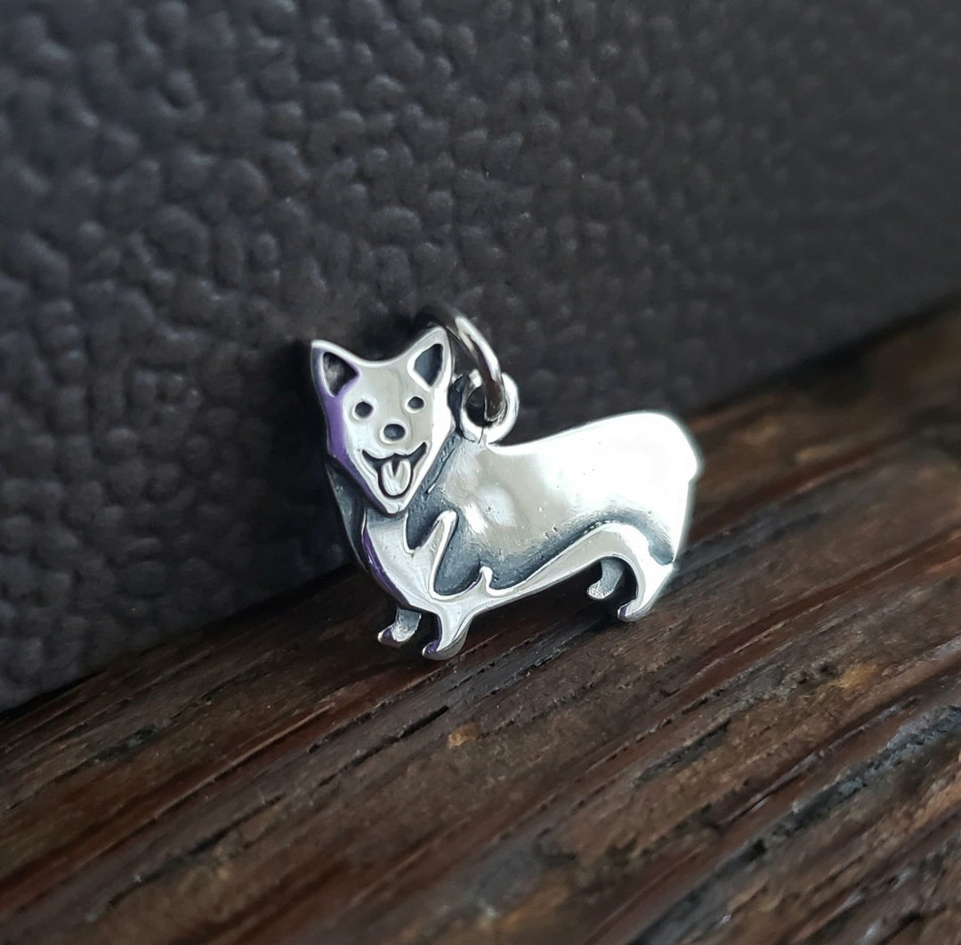 Sterling Silver Corgi Dog Charm, Engravable Animal Jewelry Supply, Pet Lover Owner, Puppy ...