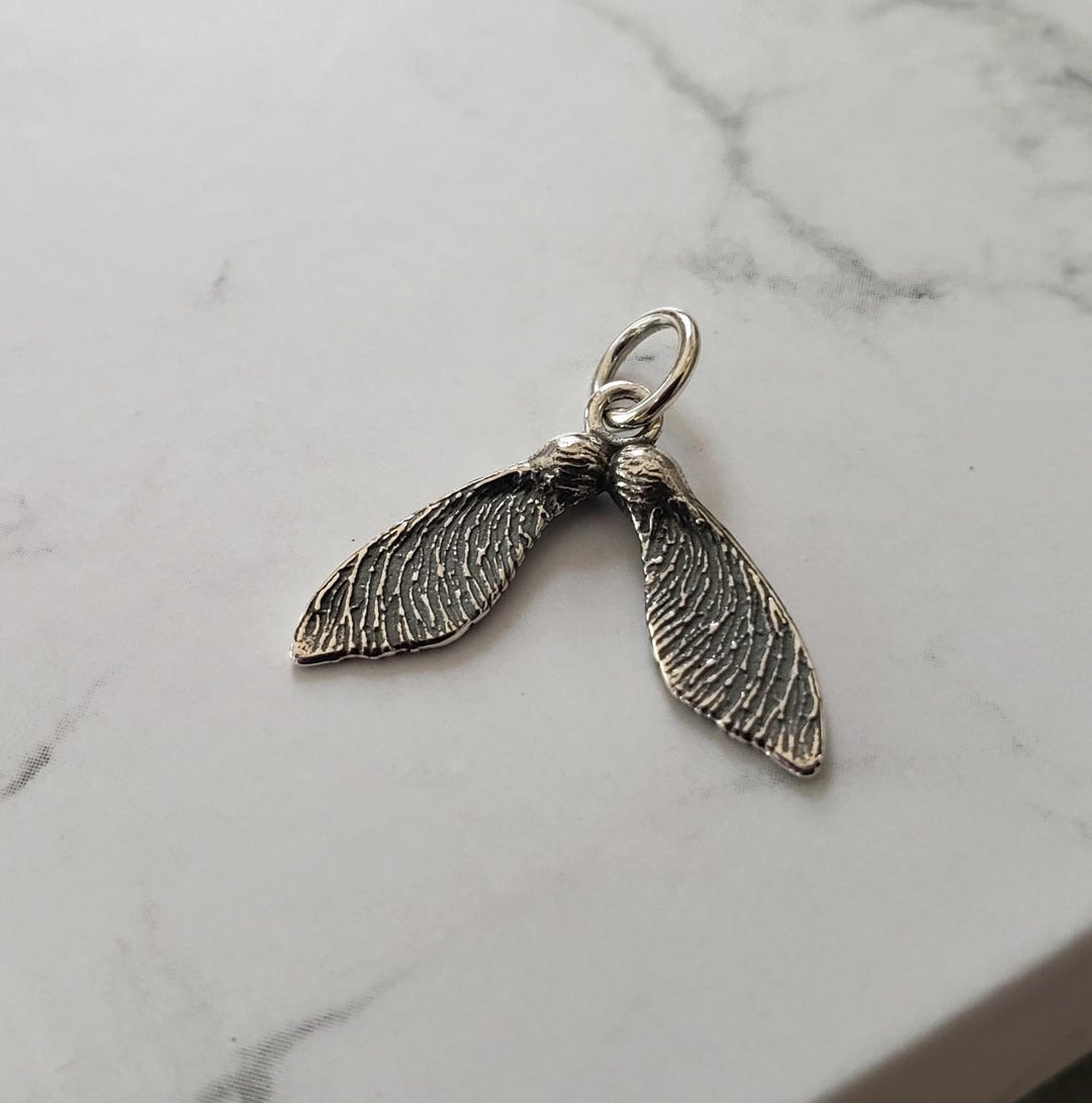 Sterling Silver Double Maple Seed Pod Charm, Maple, Nature Jewelry ...