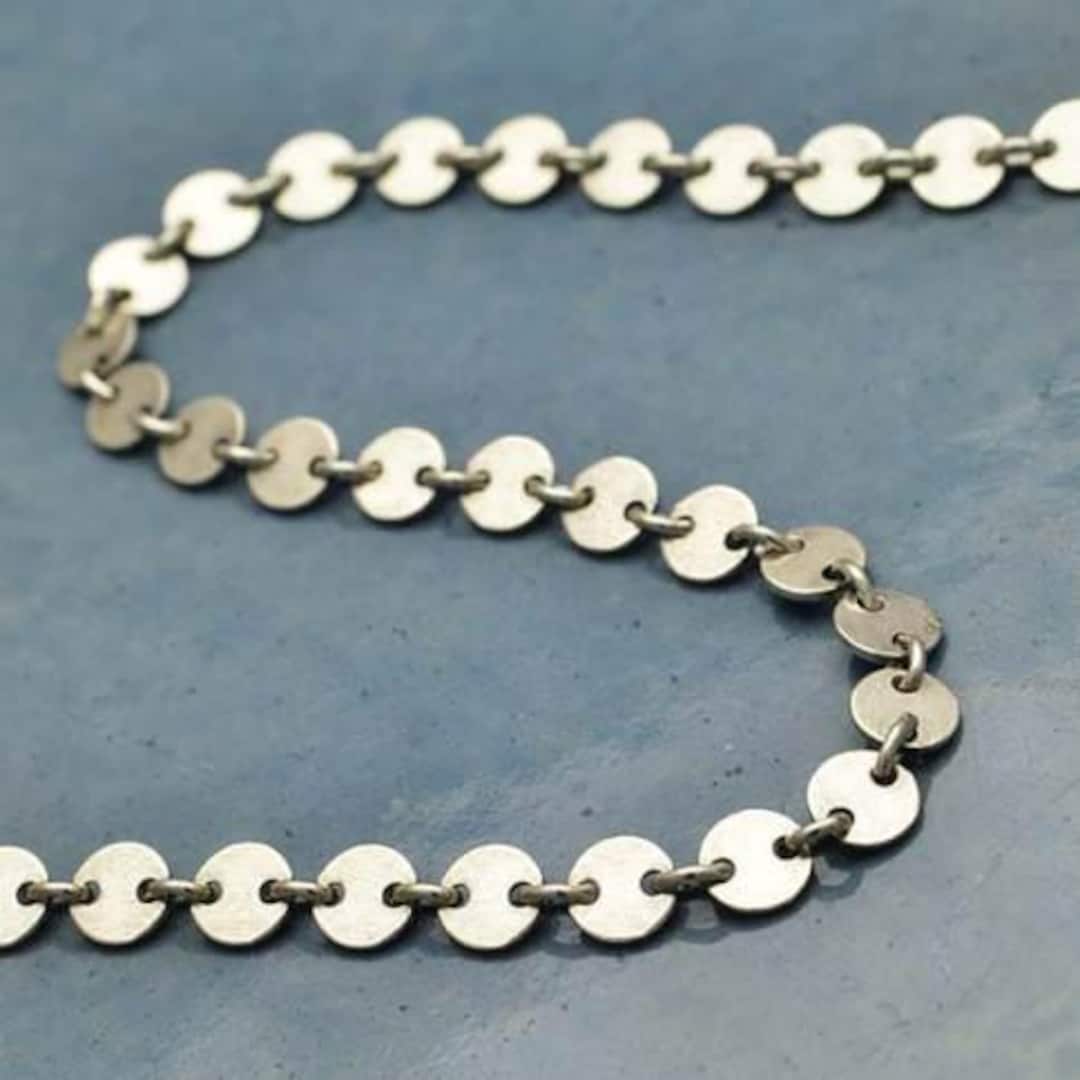 Sterling Silver 4mm Round Disc Necklace Tiny Disk Chain - Etsy