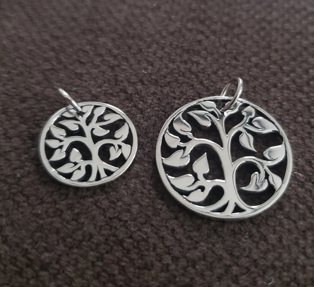 Small and Large Sterling Silver Tree of Life Charm Pendant Happy Tree ...