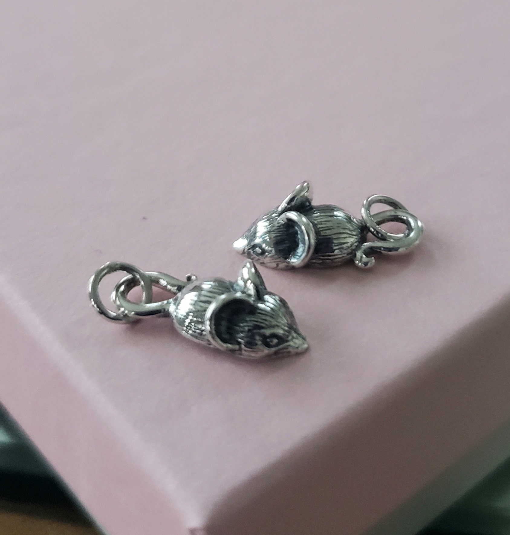Sterling Silver Tiny Mouse Charm Childrens Animal Pendant Jewelry ...