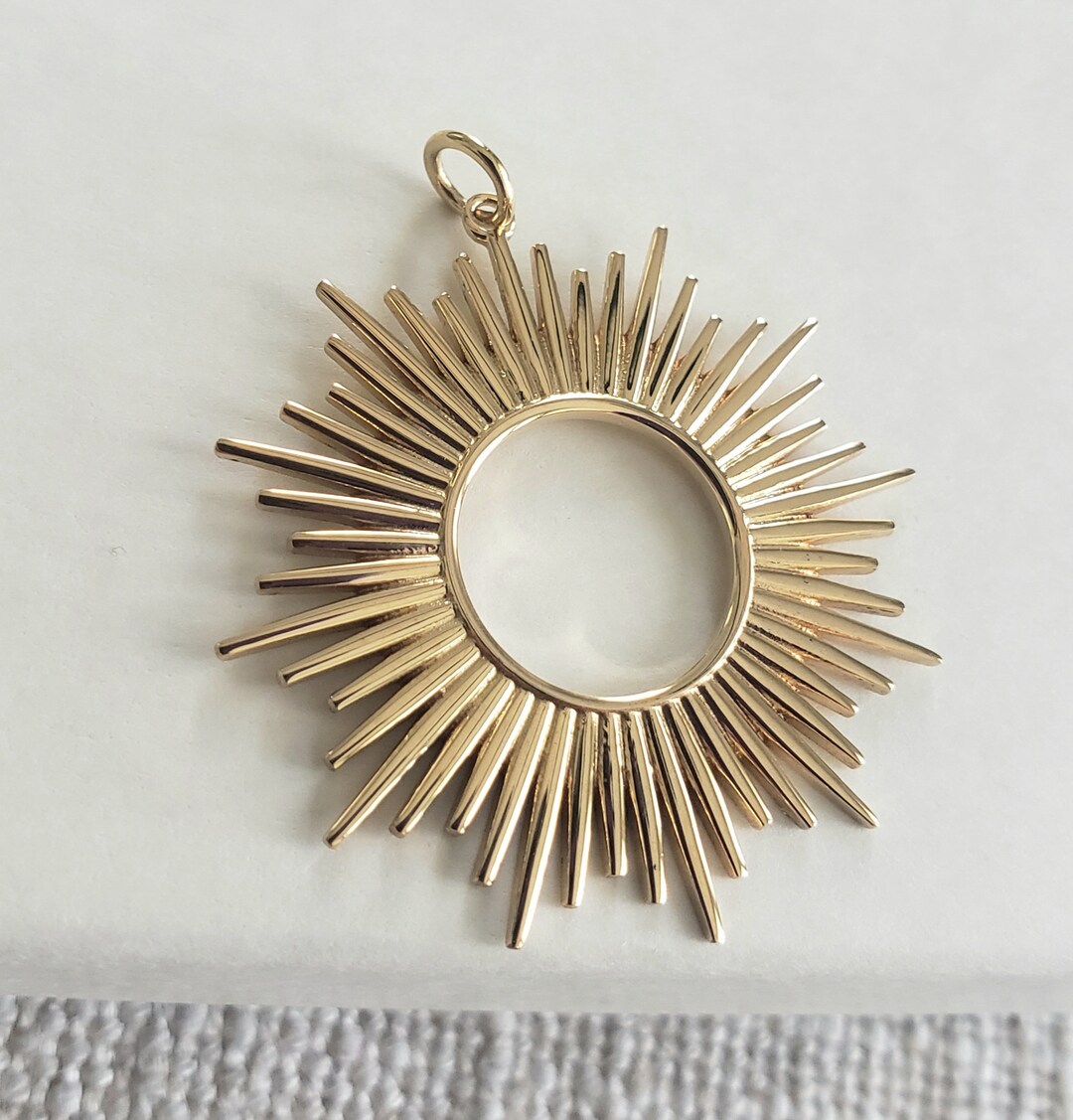 Bronze Gold Spikey Sun Pendant, Warmth of Sun Charm Sunlight Sunburst ...