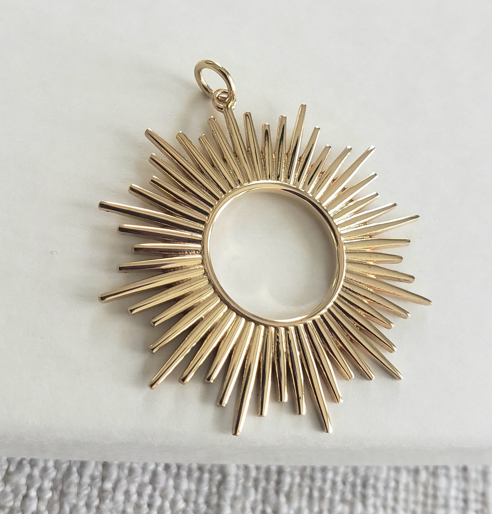 Bronze Gold Spikey Sun Pendant, Warmth of Sun Charm Sunlight Sunburst ...