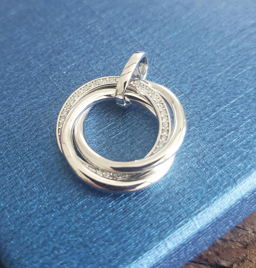 Sterling Silver Three Interlocking Circle Link Pendant Endless Circles ...