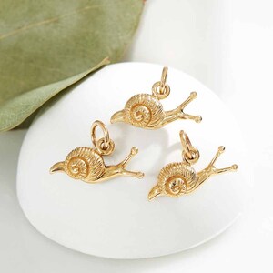 Cutest Gold Bronze or Sterling Silver Snail Charm Animal, Bug Charm ...