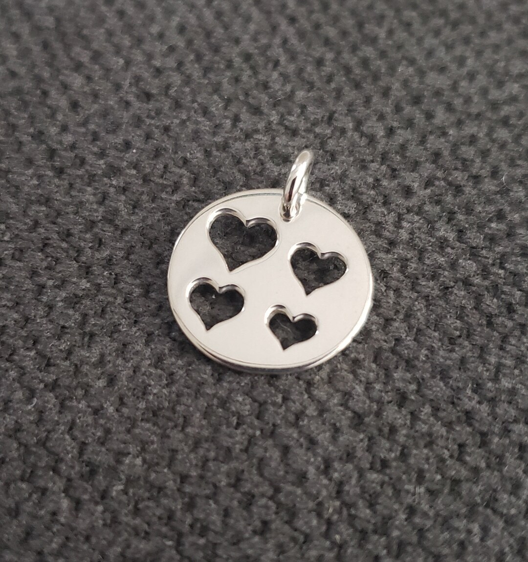Sterling Silver Disk With Four Heart Cutouts, Round 4 Heart Cutout ...