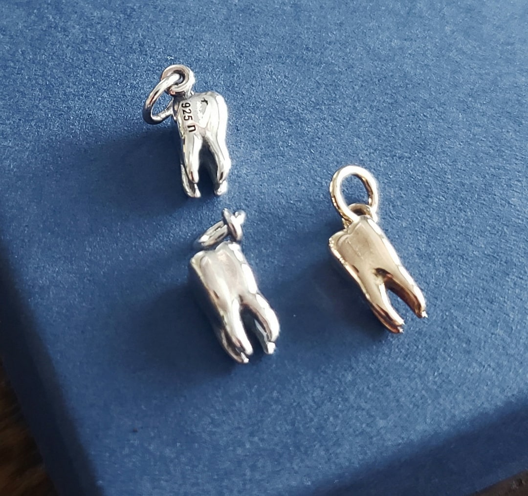 Sterling Silver Realistic Tooth Charm, Tooth Fairy Teeth of Wisdom ...